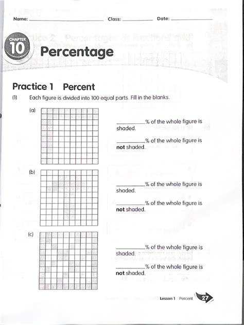 Workbook Grade 5 Chapter 10 Percentage Pdf