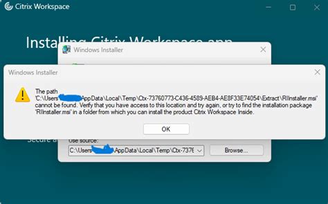 Citrix Installation Error Rcitrix