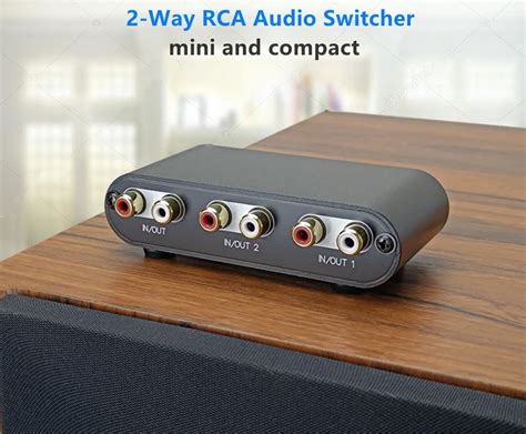 Getuscart 2 Way Rca Stereo Audio Switch Input Signal Source Switcher Selector Splitter Box（2 In