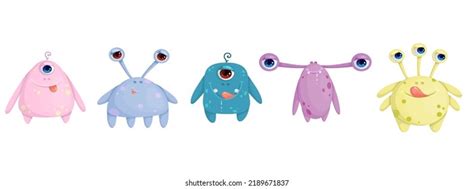 Set Cute Mutant Characterscartoon Vector Graphics Stock Vector Royalty Free 2189671837