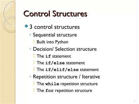 Python Control Structures Ppt Programming Languages Computing