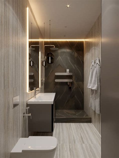 ванная комната санузел в стильной квартире доме пентхаусе коттедже Современный дизайн душ