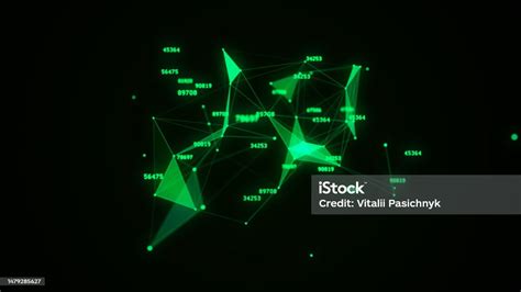 녹색 배경에 미래 네트워크 연결 구조입니다 하이테크와 미래의 개념 통신 및 웹 개념입니다 빅 데이터 시각화 3d 렌더링 3차원