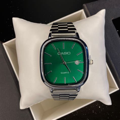 Мужские наручные часы Casio с зеленым циферблатом в подарочной коробочке Касио Id 2448061822