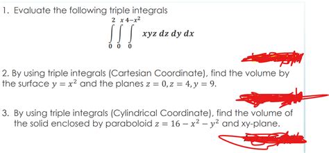 1 Evaluate The Following Triple Integrals