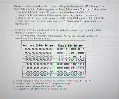 solved 1 design a finite state machine that recognizes the