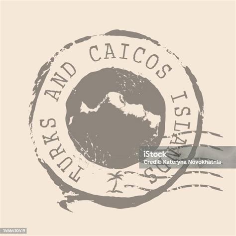 터크스 케이커스 제도 우표 우편 지도 실루엣 고무 씰 디자인 레트로 여행 지도의 인감 터크 스 케이 커스 제도 그런지 웹 사이트 디자인 응용 프로그램 Ui에 대 한 그런지