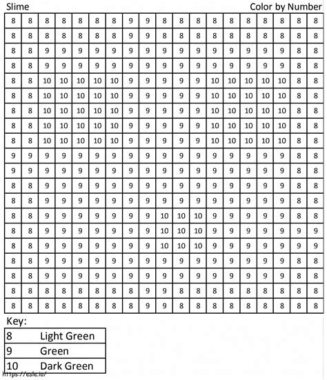 Minecraft Slime Color By Number Coloring Page