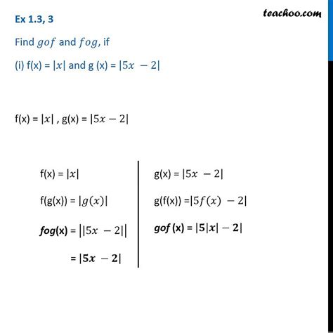 Ex 1 3 3 I Class 12 Find Gof And Fog If F X X G X 5x 2