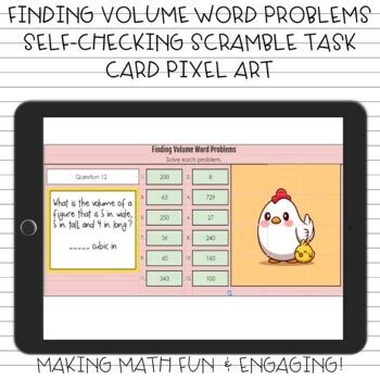 Finding Volume Word Problems Digital Self Checking Activity TPT