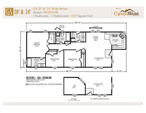 Mobile Home Floor Plan Cavco Model Gs Gs20563b