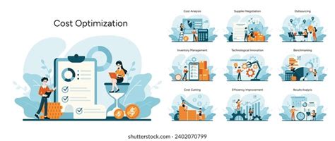 Cost Optimization Set Strategic Financial Management Stock Vector Royalty Free 2402070799