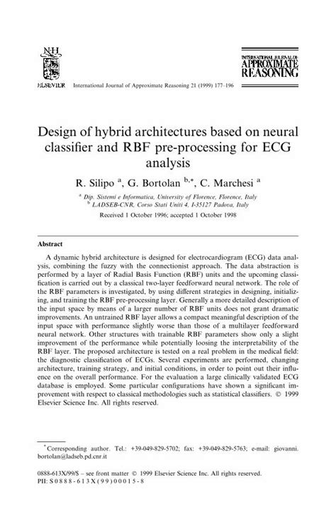 pdf design of hybrid architectures based on neural classifier and rbf pre processing for ecg