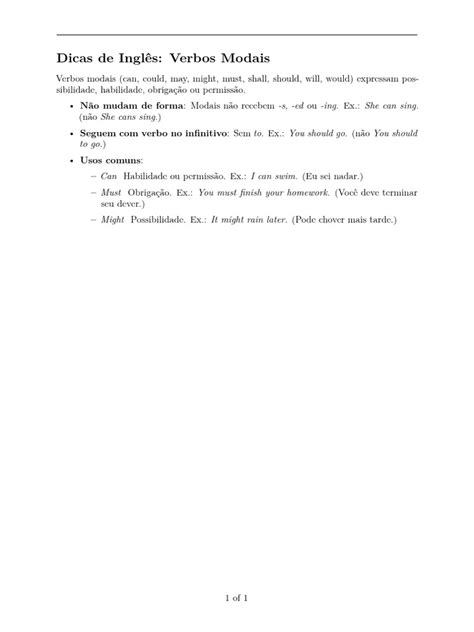 Dicas De Inglês Verbos Modais Pdf