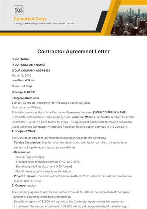 Free Agreement Letter Templates Editable And Printable