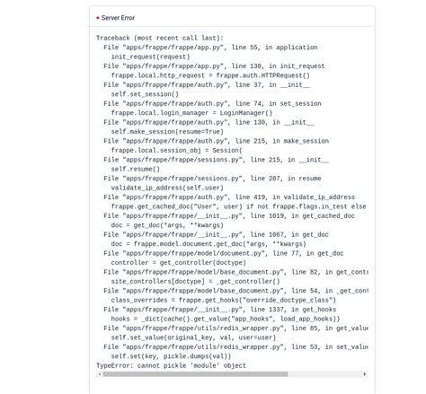 Typeerror Cannot Pickle Module Object Frappe Docker Erpnext