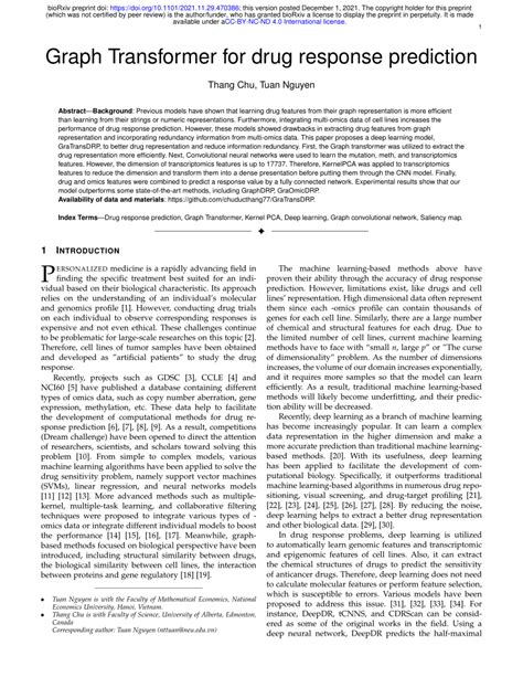 Full Article Graph Transformer For Drug Response Prediction