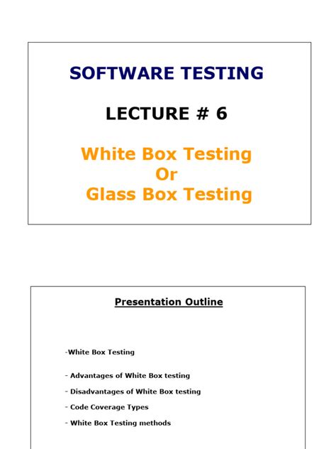Lecture Whitebox Testing Software Engineering Pdf Matrix