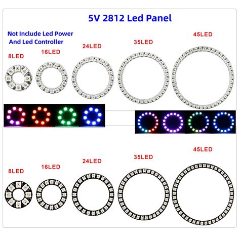 DC5V WS2812B Led Digital Panel Matrix Flexible Screen 5050 RGB WS2812 Ring Individually