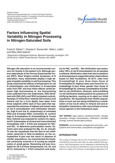 pdf factors influencing spatial variability in nitrogen processing in