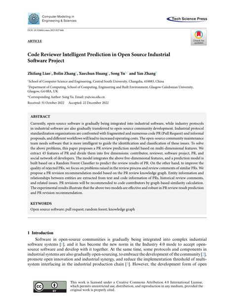 Pdf Code Reviewer Intelligent Prediction In Open Source Industrial Software Project
