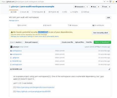 yarn audit doesn t report vulnerable dependencies in a yarn workspace package · issue 6625