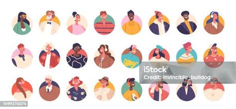 다양한 성별 민족 직업 만화 인물을 대표하는 다양한 캐릭터 아바타 모음 다양에 대한 스톡 벡터 아트 및 기타 이미지 다양 사람들 시합 Istock