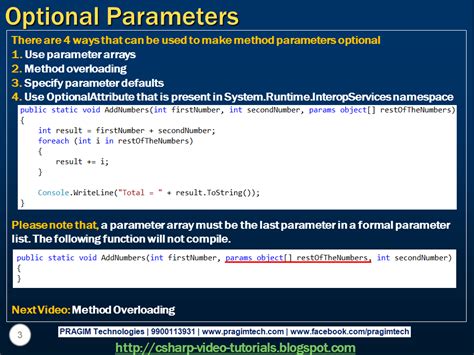 Sql Server Net And C Video Tutorial Part 67 Optional Parameters