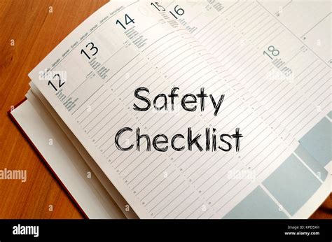Safety Checklist Write On Notebook Stock Photo Alamy
