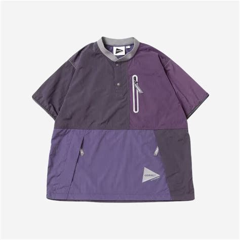 앤드원더 X 그라미치 패치워크 윈드 티셔츠 멀티 퍼플 And Wander Kream