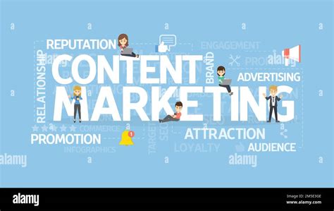 Content Marketing Concept Illustration Idea Of Promotion Content And Reputation Stock Vector