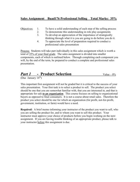 Sales Assignment Professional Selling Course Project