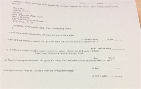 Solved E Ans Reason Question Consider ASCII Code For The Chegg