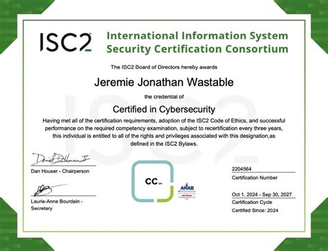 Jeremie W On Linkedin Certification Cybersecurity Isc2 Isc2cc