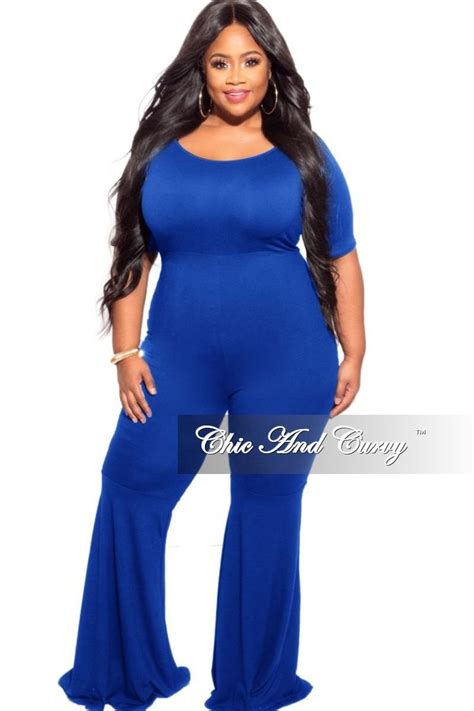Final Plus Size Bell Bottom Jumpsuit In Royal Blue Chic And Curvy