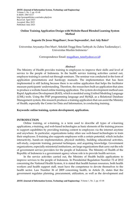 Pdf Online Training Application Design With Website Based Blended