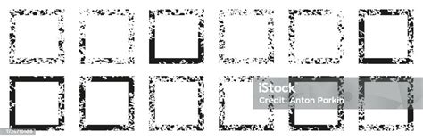 그런지 스퀘어 테두리 세트 거친 질감 프레임 컬렉션 페인트 스프레이 블랙 그래피티 엣지 폼 스플래시 효과가 있는 더러운 가장자리