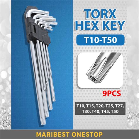 Extra Long Durable Wrench 9pcs Torx Hex Key Set Allen Key T10 T50 Kekunci Hex Shopee Malaysia