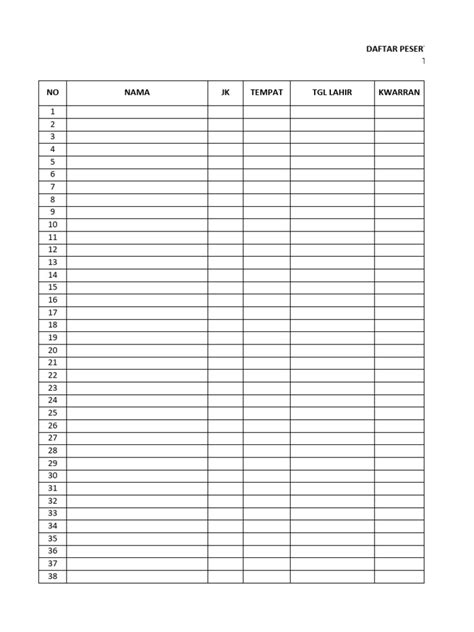 Format Data Peserta Pdf