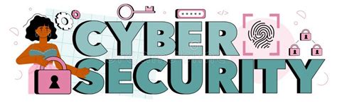 Cyber Security Typographic Header Digital Data Protection And Database Stock Vector