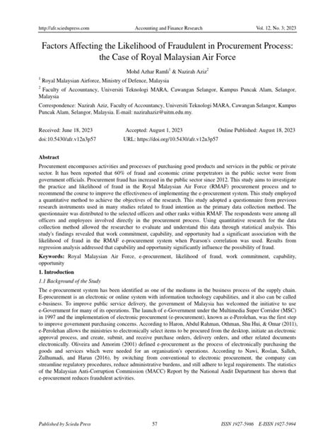 Factors Affecting The Likelihood Of Fraudulent Pdf Procurement