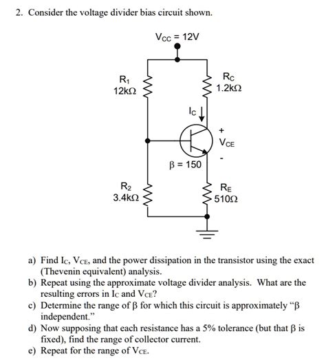 solved consider the voltage divider bias circuit shown vcc 12v r1