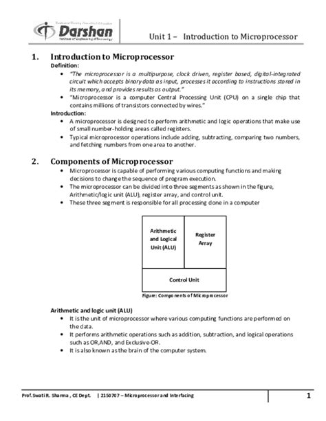 pdf unit 1 introduction to microprocessor