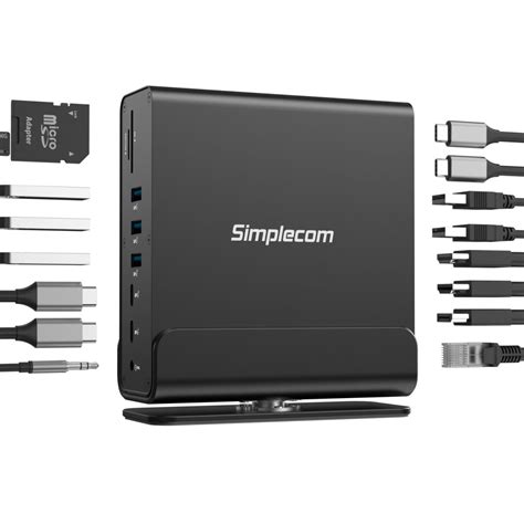 Simplecom Cht815 Usb Type C 15 In 1 Hubdocking Station With 2xhdmidpgigabit Lan Crox