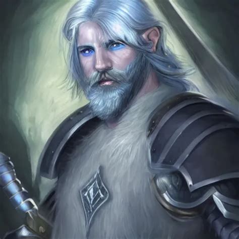 A Portrait Of An Aasimar Paladin With Glowing Blue Stable Diffusion