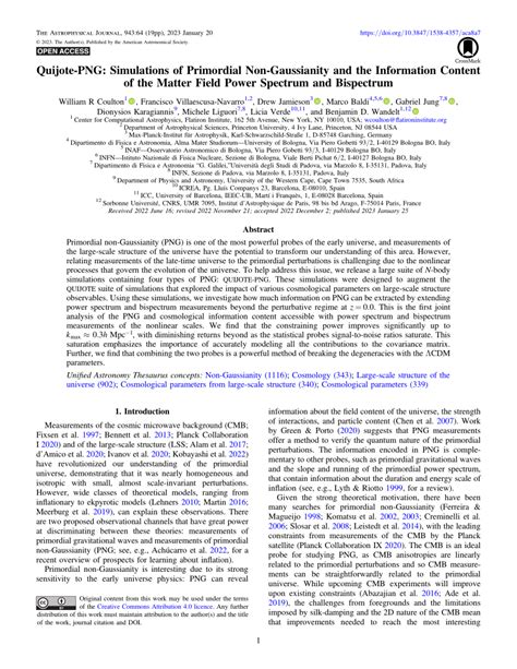 Pdf Quijote Png Simulations Of Primordial Non Gaussianity And The Information Content Of The