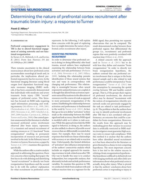Pdf Determining The Nature Of Prefrontal Cortex Recruitment After
