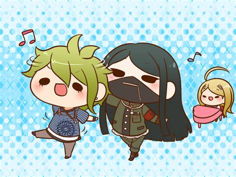Safebooru 1girl 2boys Ahoge Akamatsu Kaede Amami Rantaro Antenna Hair