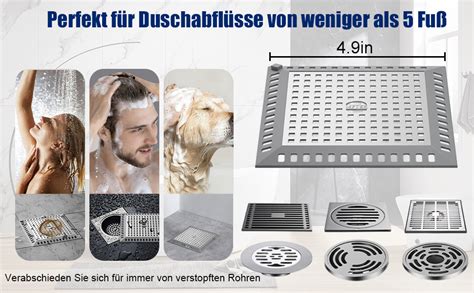 Quadratischer Bodenablauf Abdeckung Duschabfluss Deckel Abflussabdeckung Aus Edelstahl
