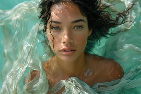 Premium Photo Woman Swimming Hair Flowing In Pool